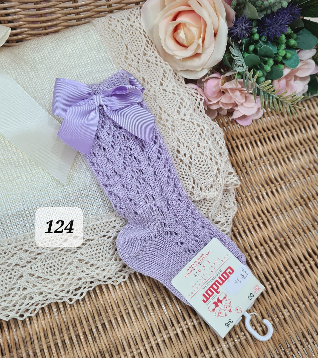 Spanish Condor Girls Open Stitch Knee High Bow Socks - LILAC 124 – My ...