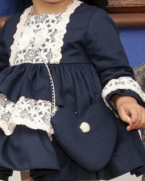 Sonata Infantil AW24 Spanish Girls Navy Puffball Dress IN2408 - MADE T ...