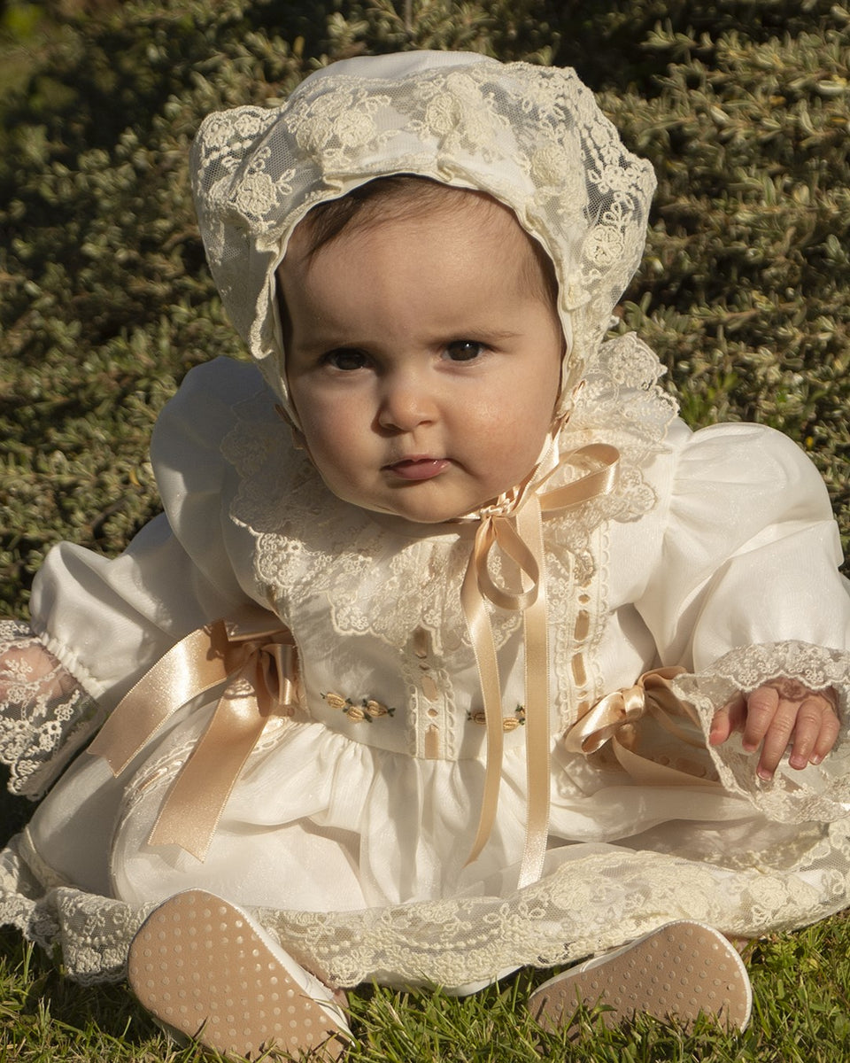 Sonata Infantil AW24 Spanish Girls Cream Bonnet IN2421 - MADE TO ORDER ...