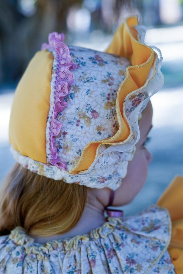 Ela Confeccion AW25 Spanish Girls Mustard Floral Puffball Dress - MADE ...
