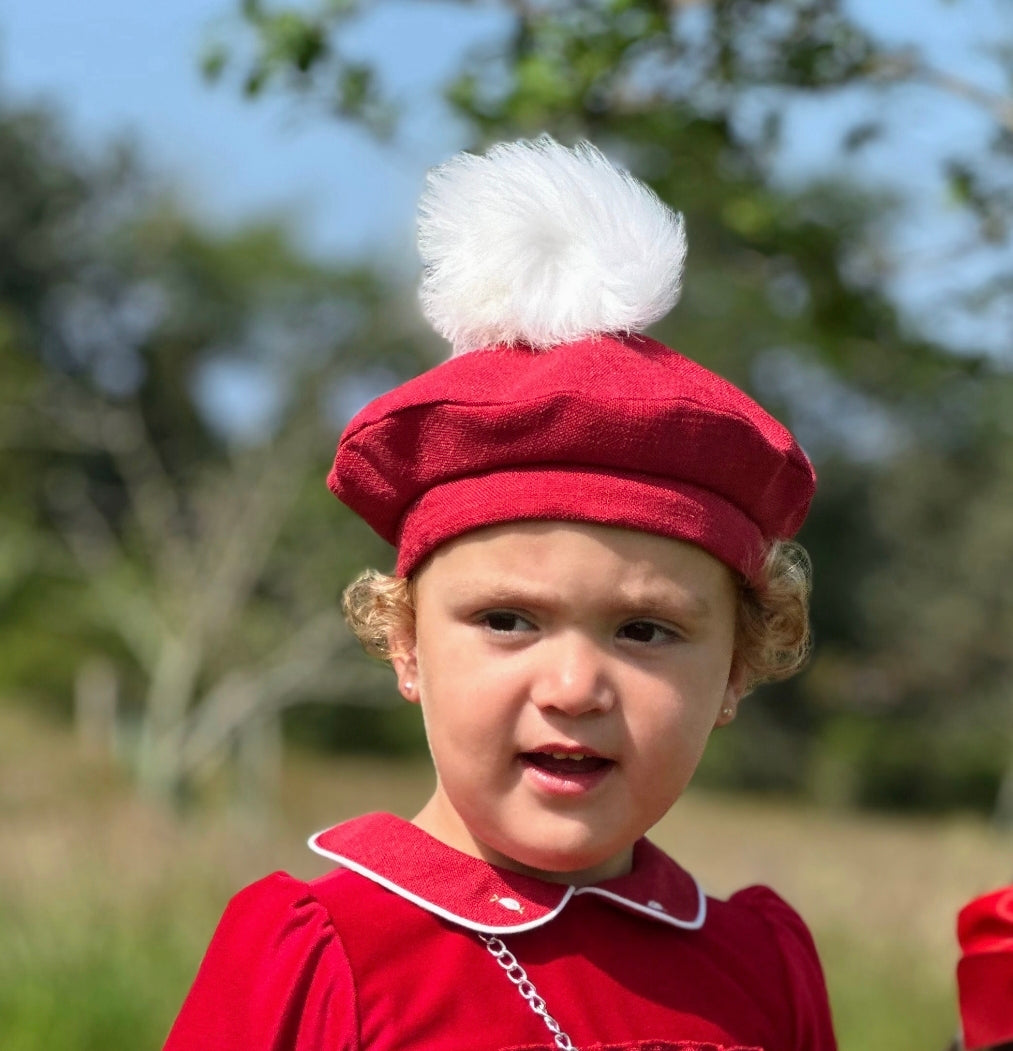Sonata Infantil AW25 Spanish Girls Red & White Pom Pom Beret IN2505 ...
