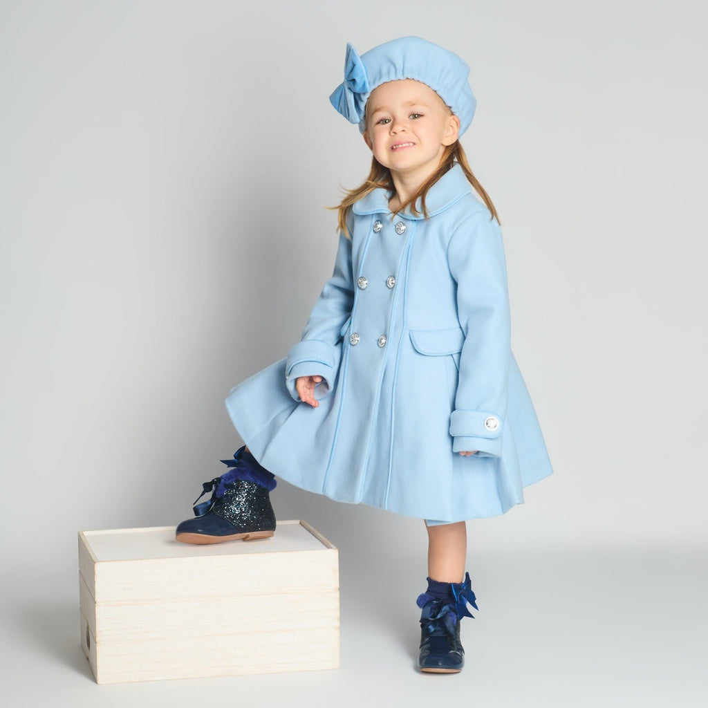 Beau Kid Traditional Girls Blue Coat & Hat Set 1508 – My Fair Baby Boutique